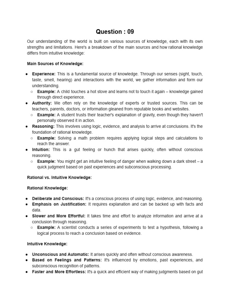 What Are Main Sources of Knowledge - How Rational... | PDF | Intuition | Knowledge