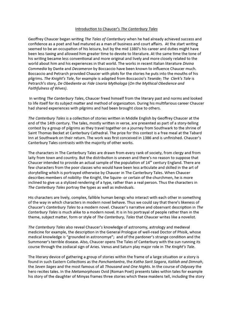 Overview of Chaucer's Canterbury Tales | PDF | The Canterbury Tales