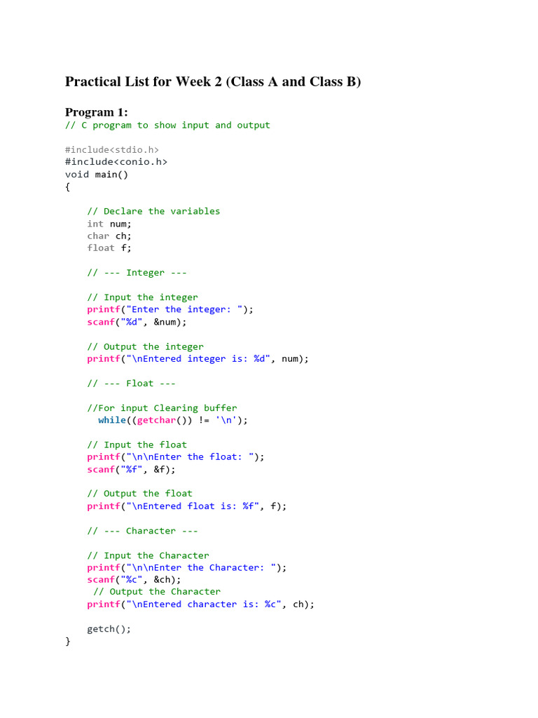 C Programming Input and Output Examples | PDF | Integer (Computer Science) | Software Engineering
