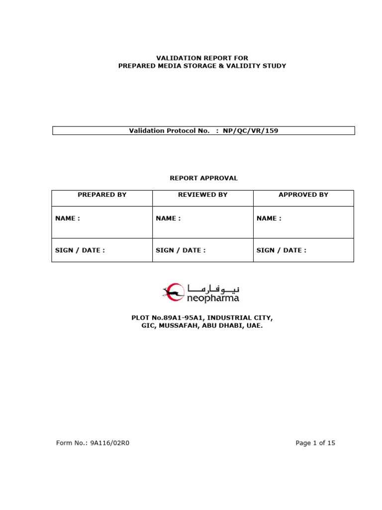 Validation Protocol For Prepared Media Storage Validity REPORTS | PDF ...