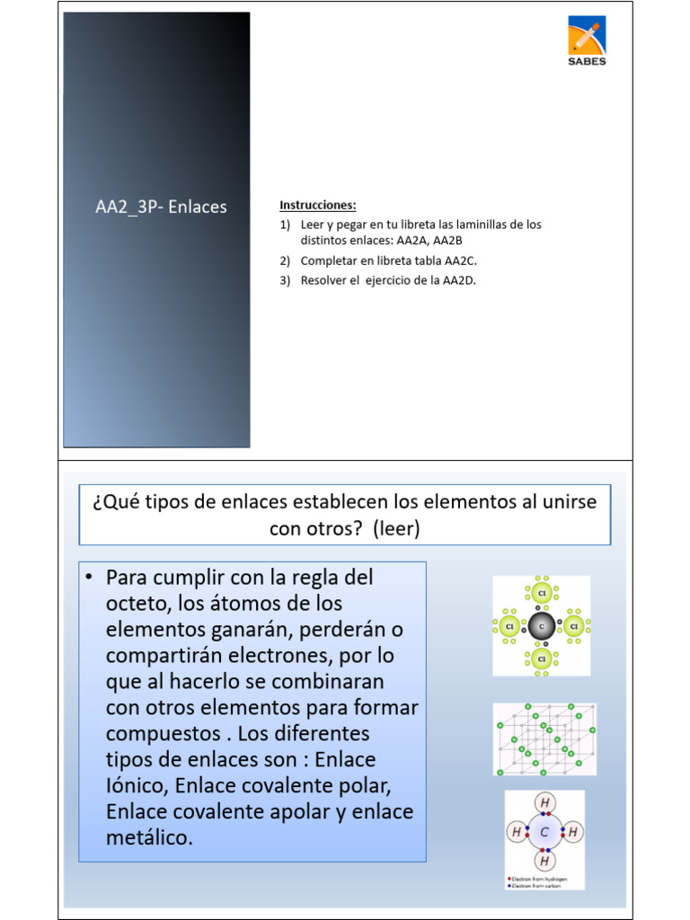 Tipos de enlaces químicos explicados | PDF | Enlace químico | Enlace ...