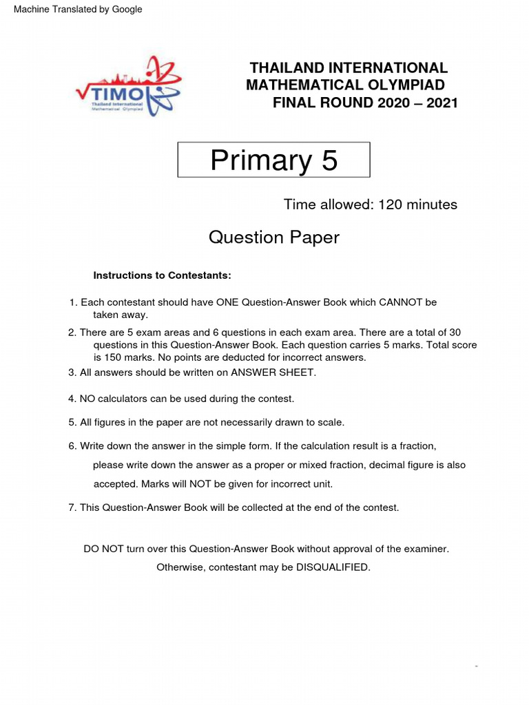 TIMO Final 2020-2021 P5 | PDF | Rectangle | Area