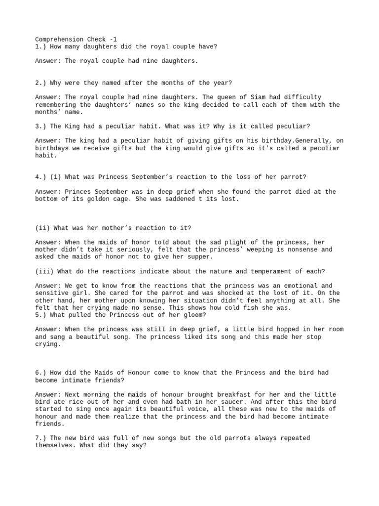 Comprehension Check - 1 | PDF