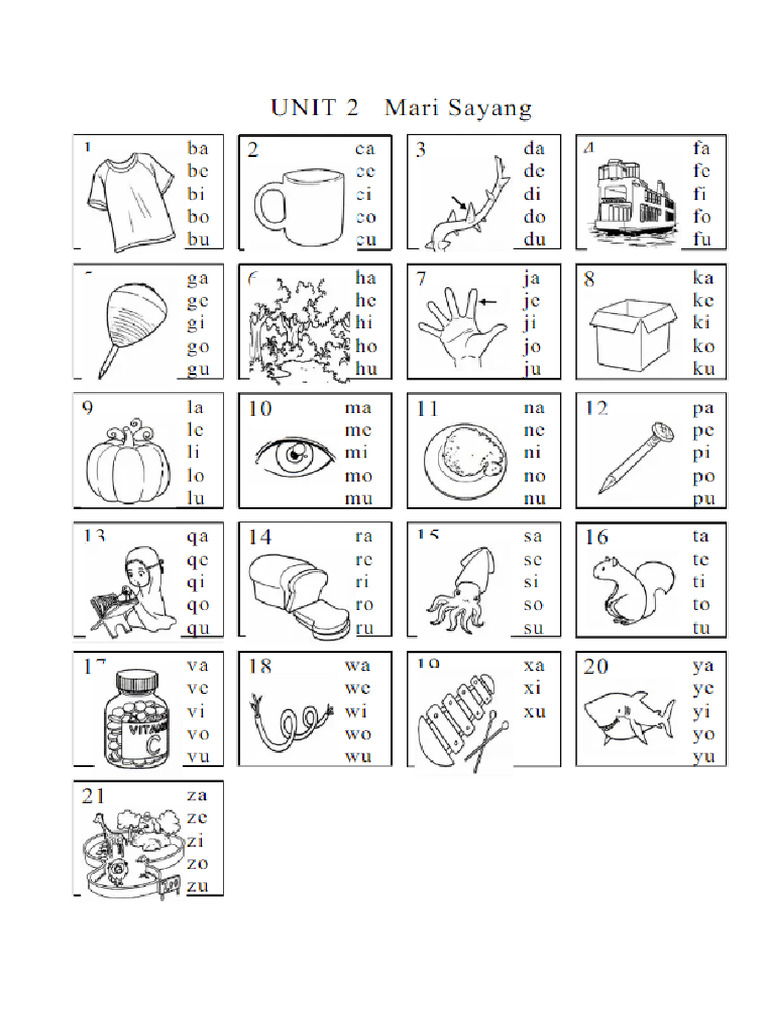BM TAHUN 1 UNIT 2 KOSA KATA | PDF