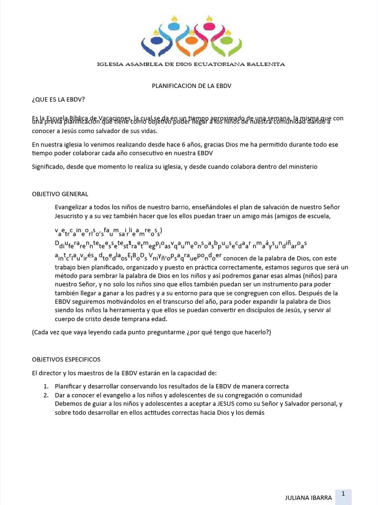 Pdf Planificacion De La Ebdv 2023 Pdf Teología Creencia Religiosa