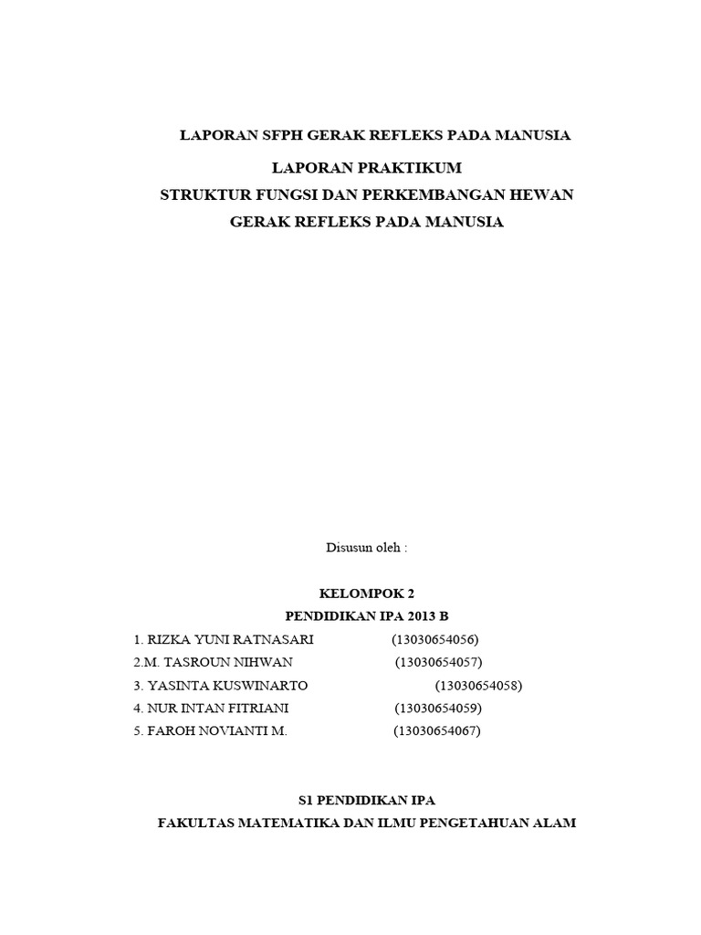 Contoh Laporan Unit Gerak Refleks | PDF