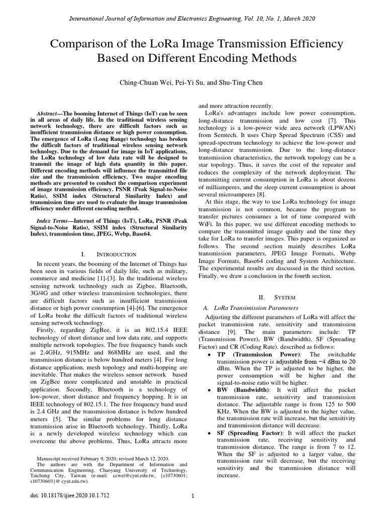 Comparison of The LoRa Image Transmission Efficien | PDF | Data ...