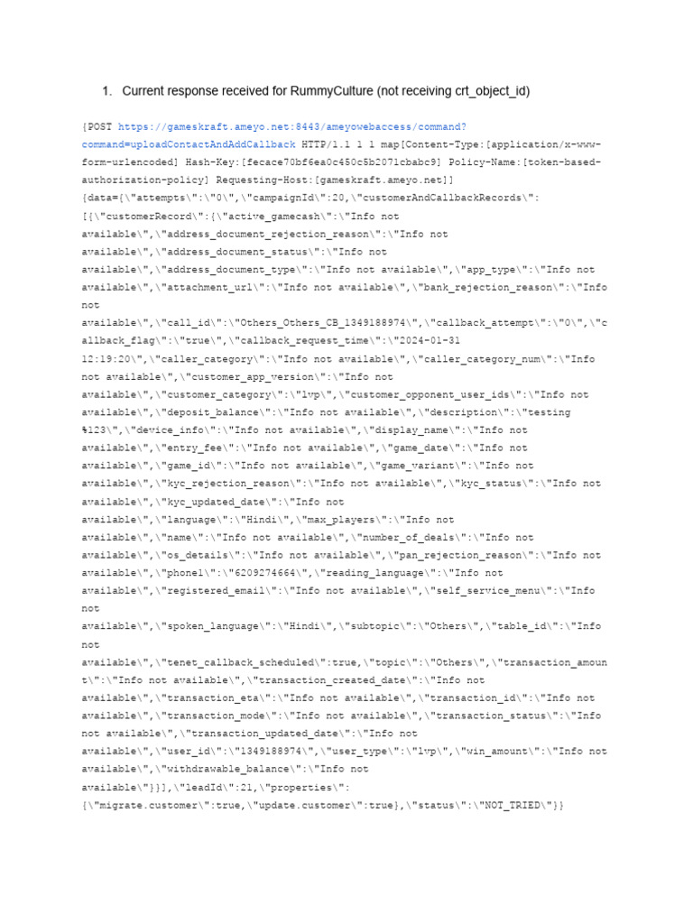 Ameyo API Response | PDF