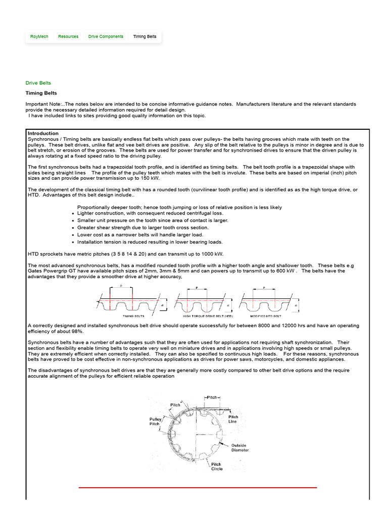 Timing Belts - Roy Mech | PDF | Belt (Mechanical) | Mechanical Engineering