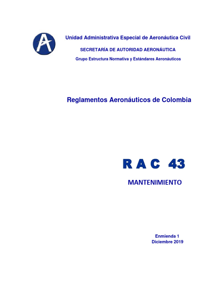 RAC 43: Normas de Mantenimiento Aeronáutico | PDF | Aviación | Transporte