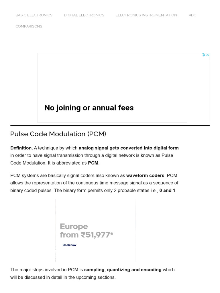 What Is Pulse Code Modulation (PCM) - Definition, Block Diagram ...