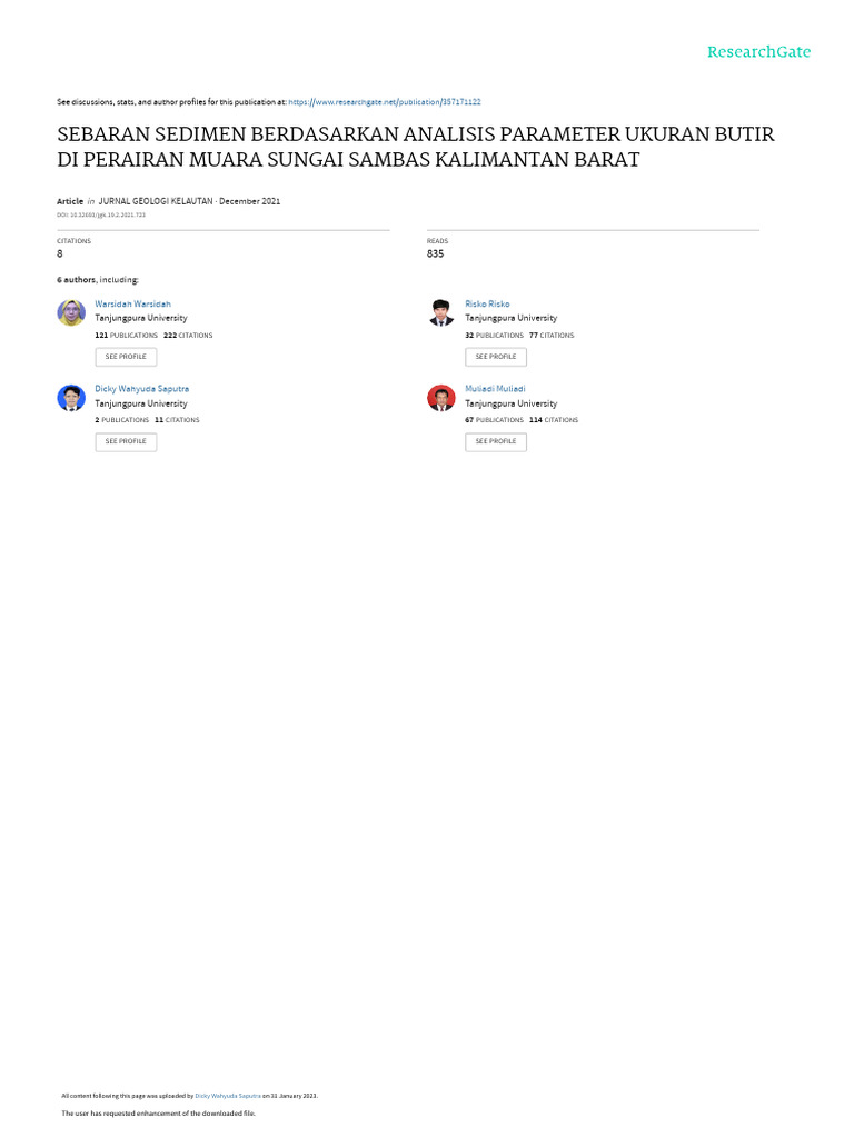 Sebaran Sedimen Berdasarkan Analisis Parameter Ukuran Butir Di Perairan ...