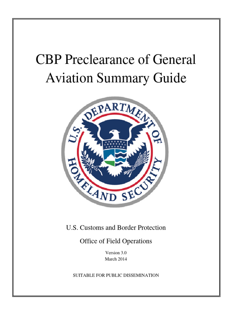 CBP Preclearance of General Aviation Summary Guide | PDF | U.S. Customs ...
