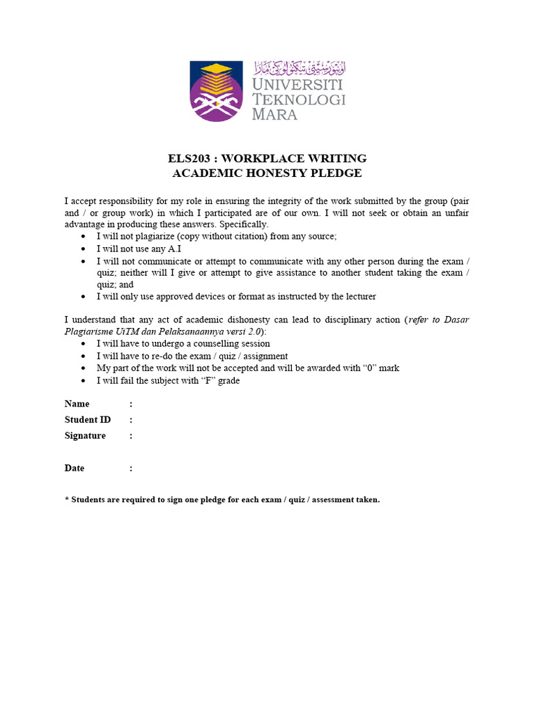 Pledge For DP1 Task A | PDF