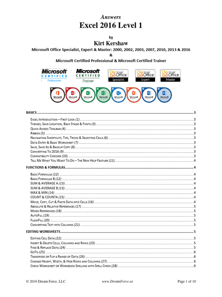 Excel 2016 Basics Guide | PDF | Microsoft Excel | Button (Computing)