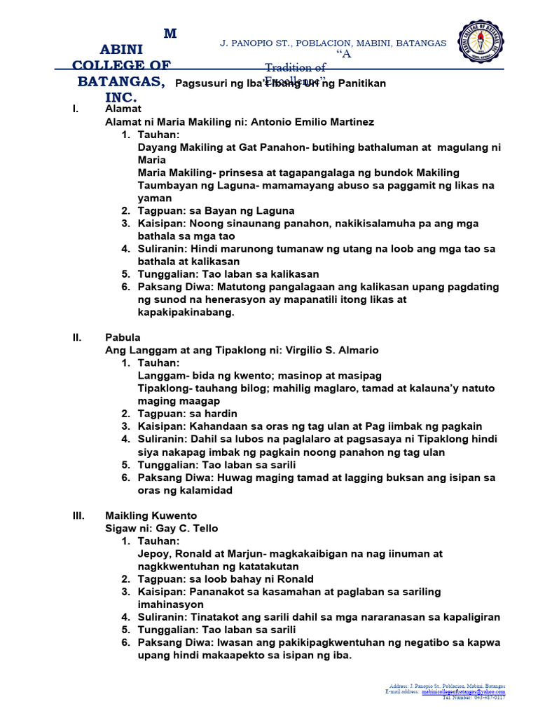 Pagsusuri NG Panitikan | PDF