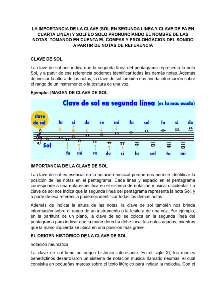 La Importancia de La Clave Sol Fa | Descargar gratis PDF | Clave ...