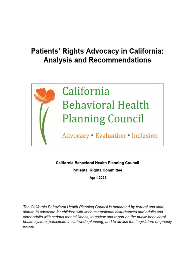 Patients Rights Advocacy in California 2023 | PDF | Prison | Mental Health