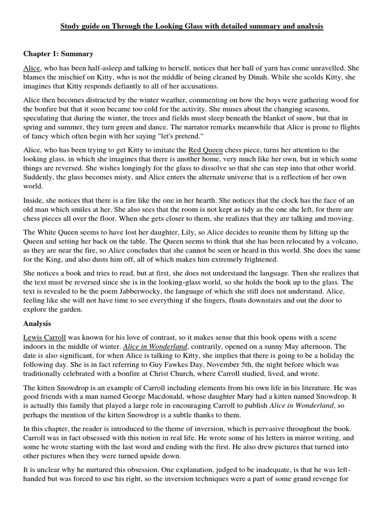 Through the Looking Glass Study Guide | PDF | Through The Looking Glass