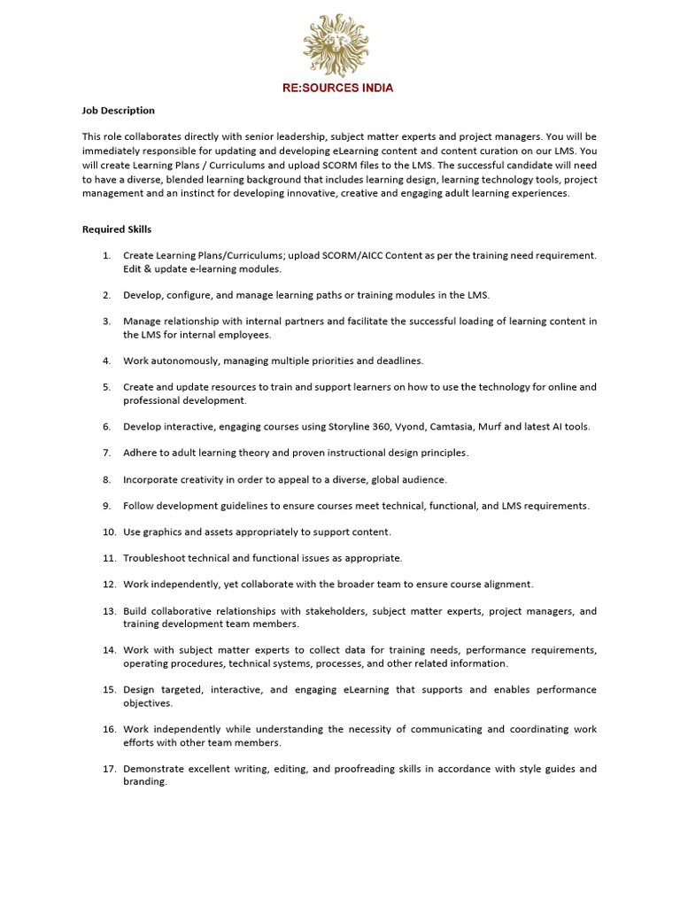 JD - Content Curation Development Associate-1 | PDF | Educational ...