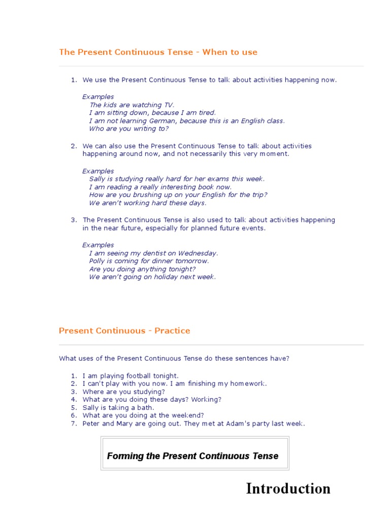 Present Continuous Tense Explained | PDF | Question | Grammatical Tense