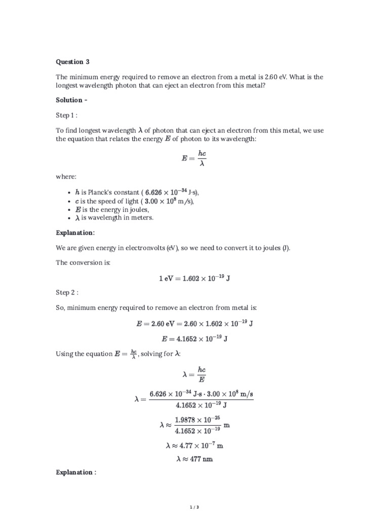 Physics 2 | PDF | Electronvolt | Wavelength