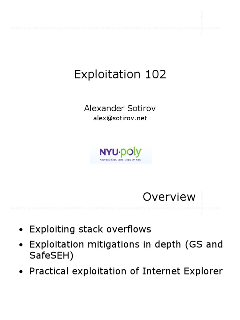 Exploitation 102 | PDF | Operating System Technology | Computer Programming