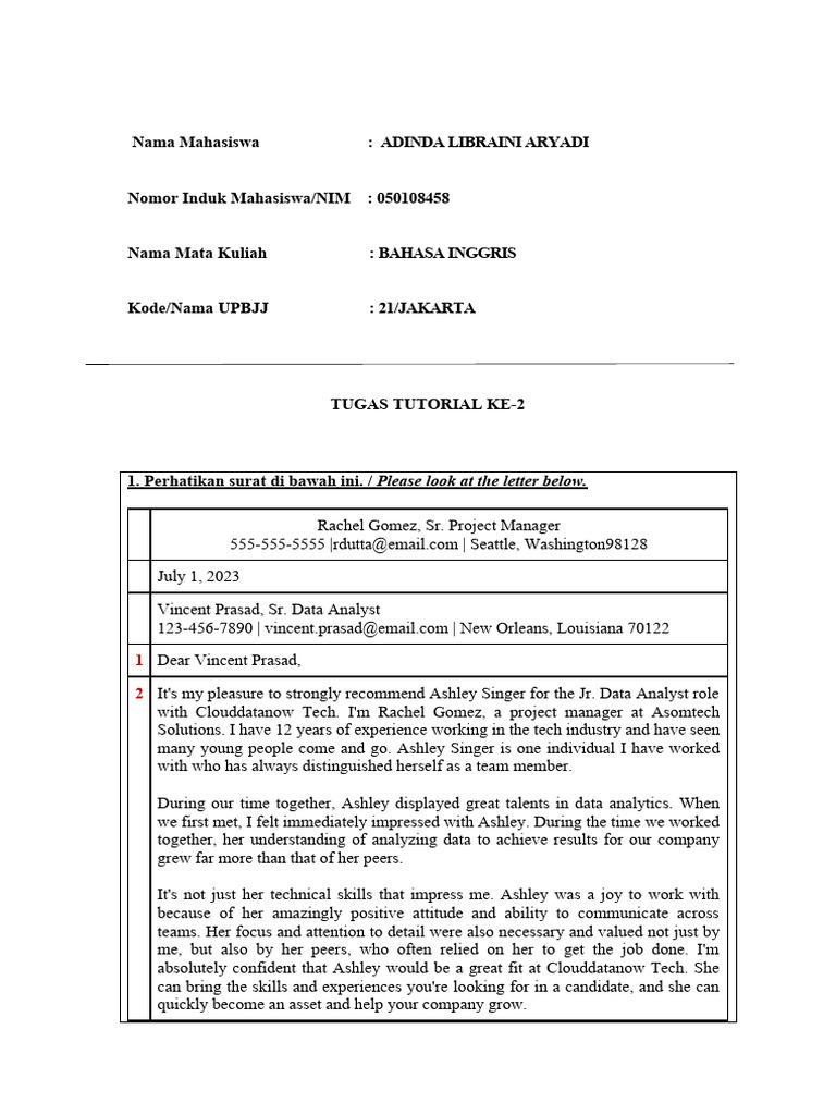 TUGAS TUTORIAL 2 Bahasa Inggris | PDF | Cognition