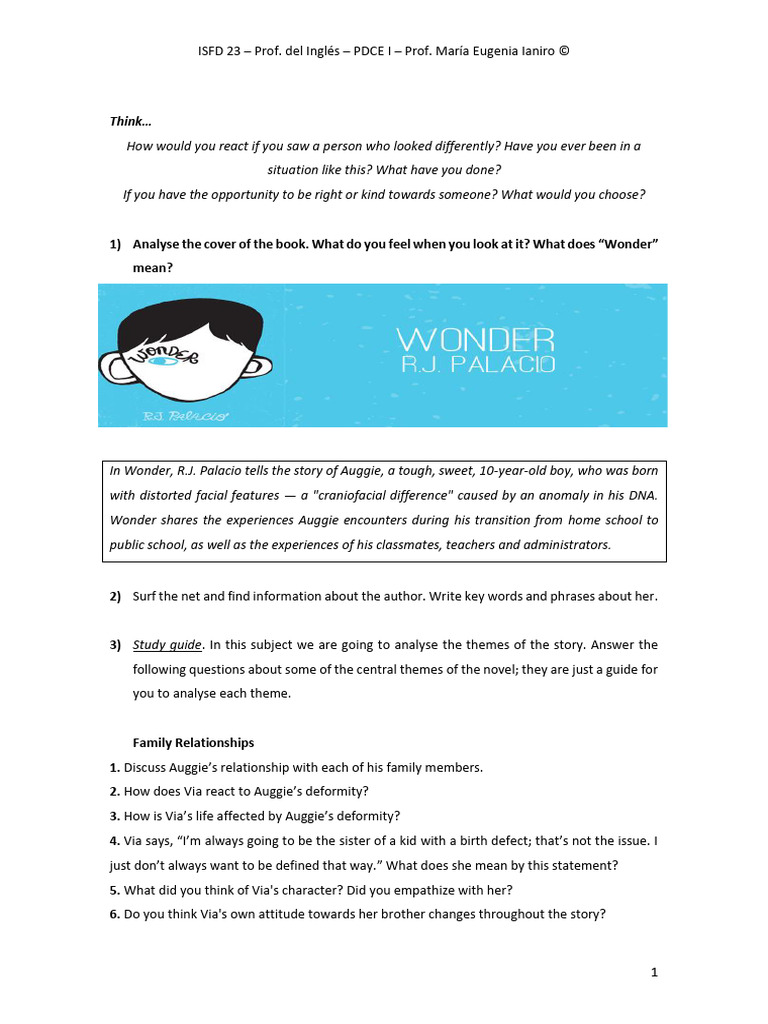 Literary Project - Wonder | PDF | Bullying
