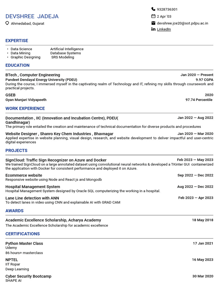 Devshree Jadeja: Expertise | PDF | Computing | Engineering