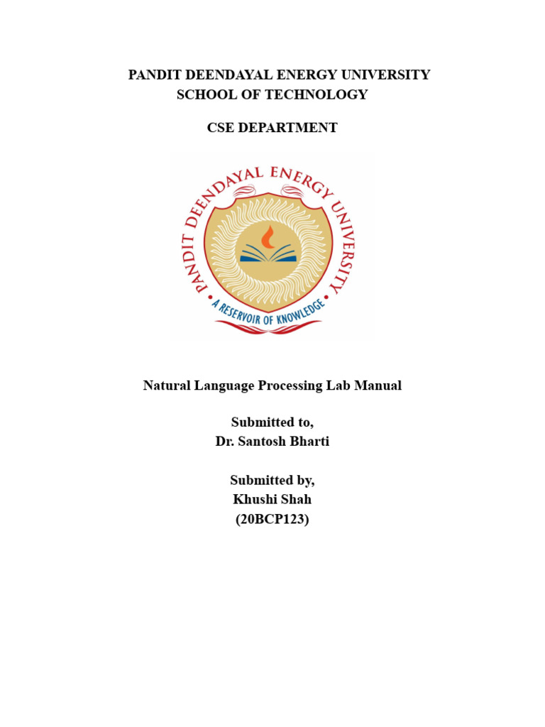 20BCP123 - NLP Lab Manual | PDF