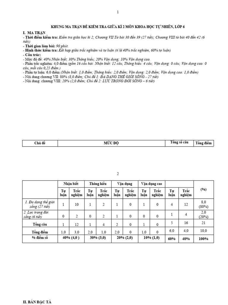 De Thi Giua Hoc Ki 2 Khoa Hoc Tu Nhien 6 Sach Chan Troi Sang Tao de 1 | PDF
