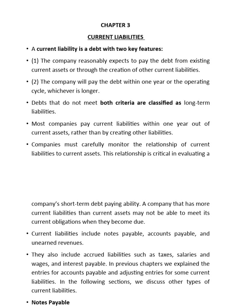 Chapter 3-Current Liabilities | PDF | Promissory Note | Current Liability