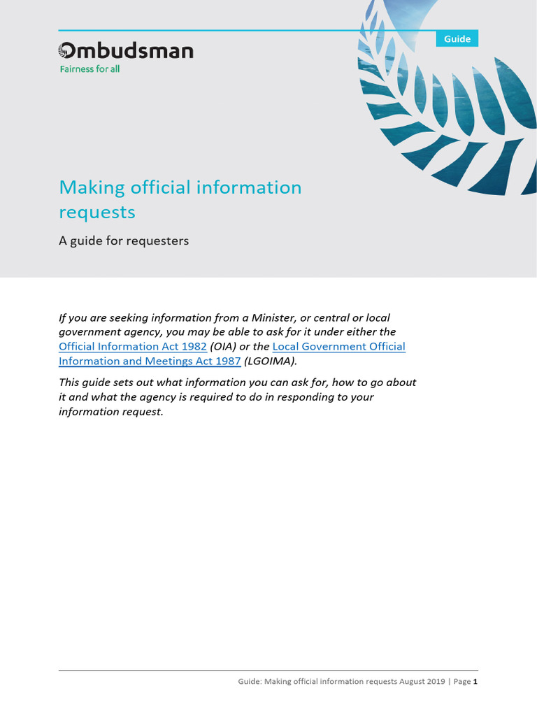 Making Official Information Requests - A Guide For Requesters | PDF ...