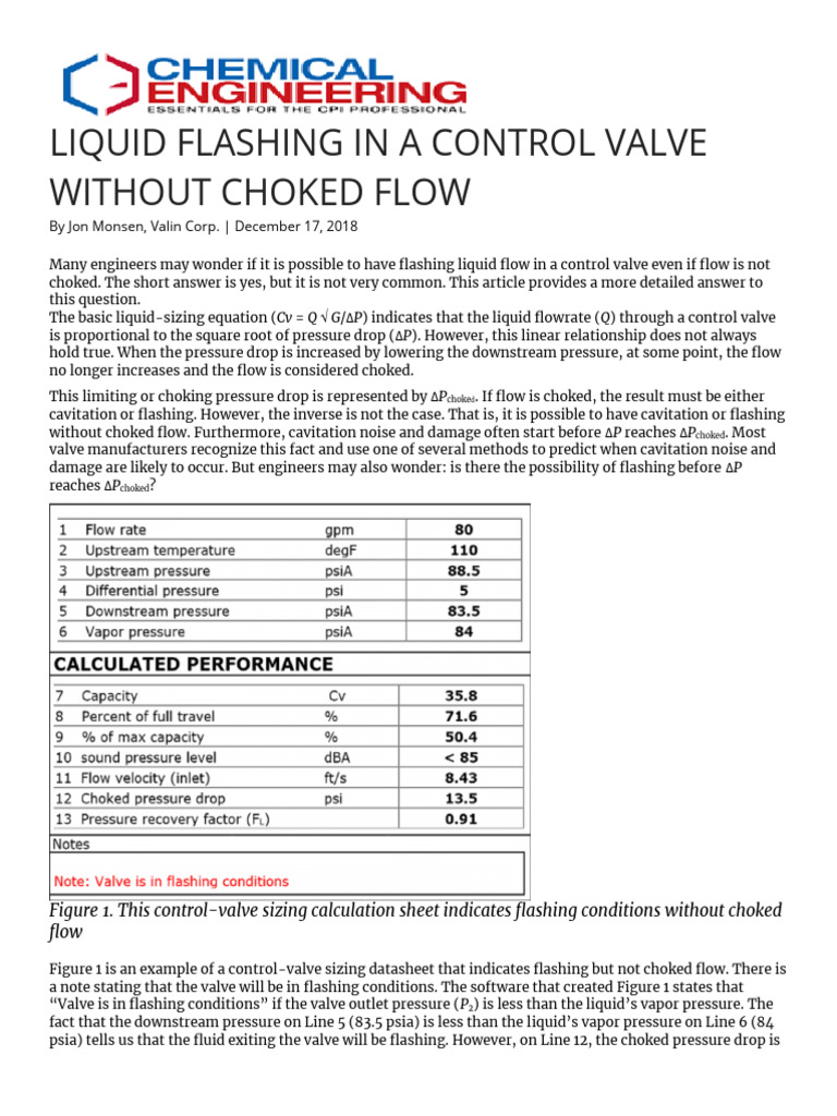 Liquid Flashing in Control Valves | PDF | Pressure | Liquids
