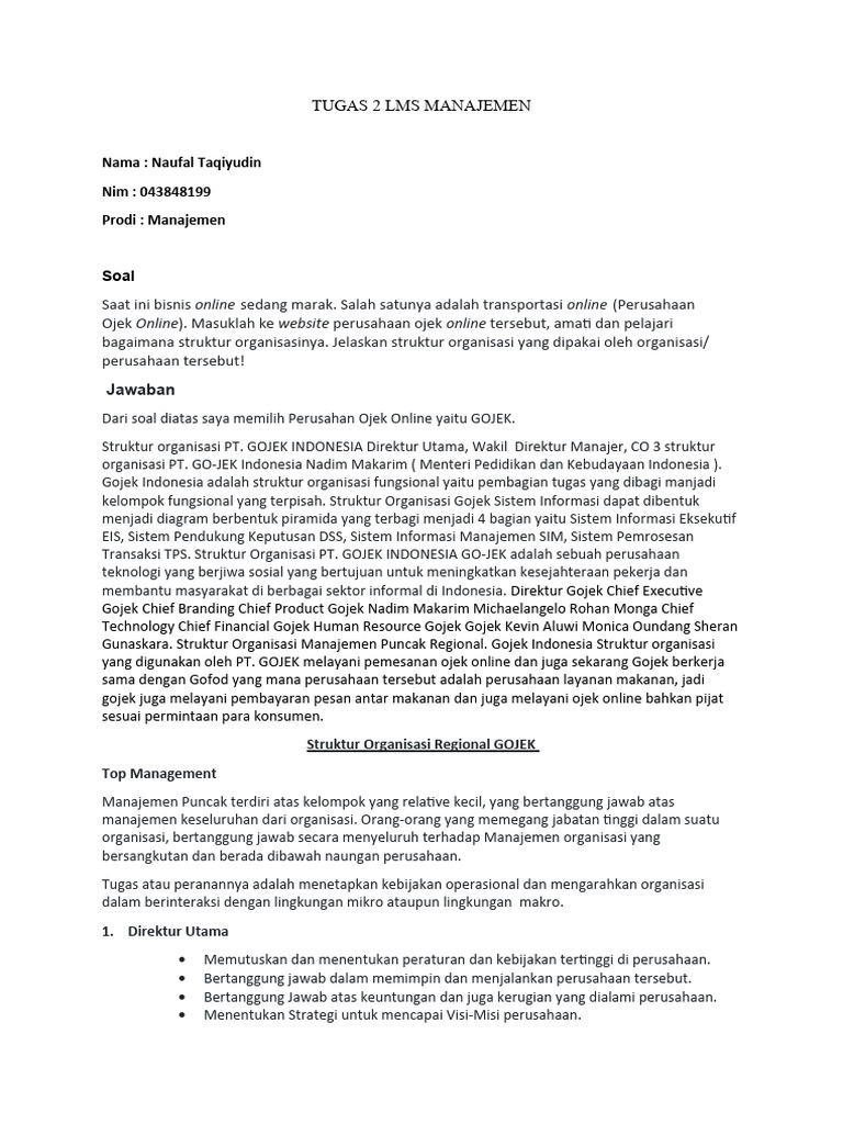 Tugas 2 LMS Manajemen | PDF | Bisnis | Komputer