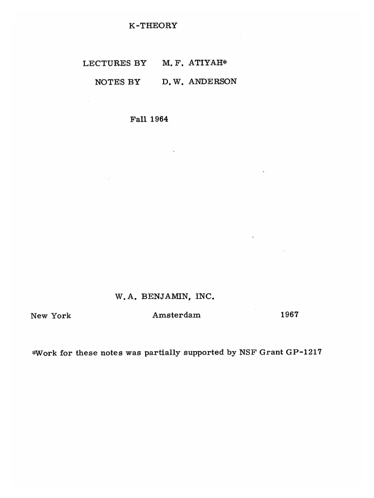 K-Theory - Michael Atiyah | PDF