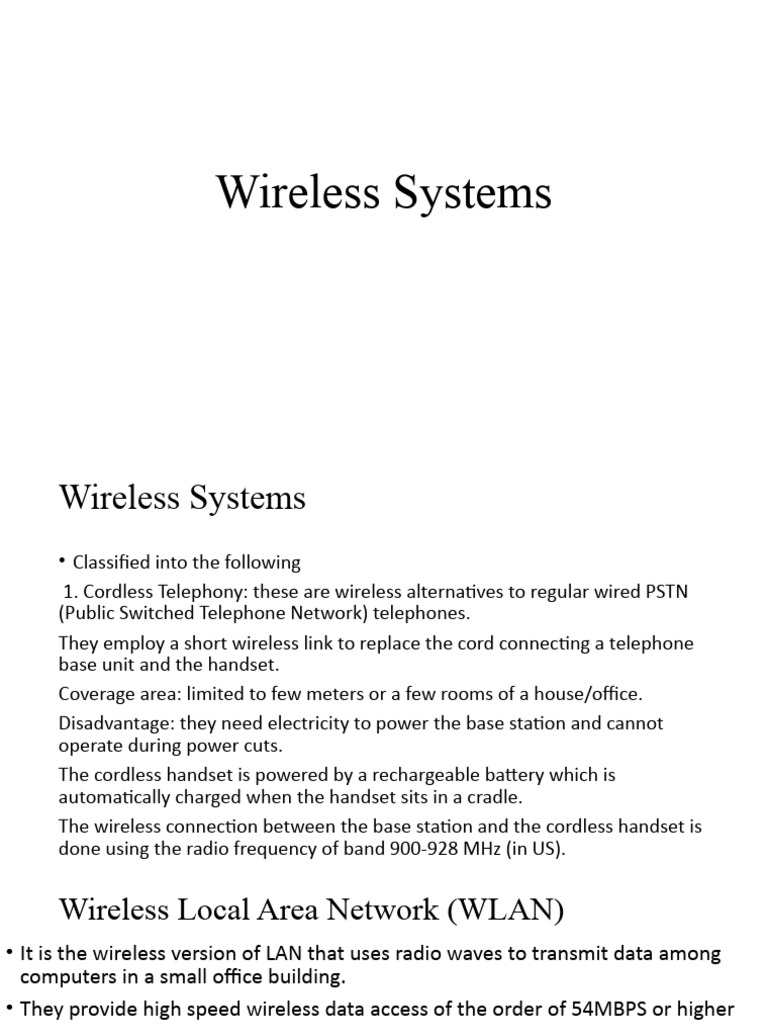 Wireless Systems | PDF | Wi Fi | Wireless Lan