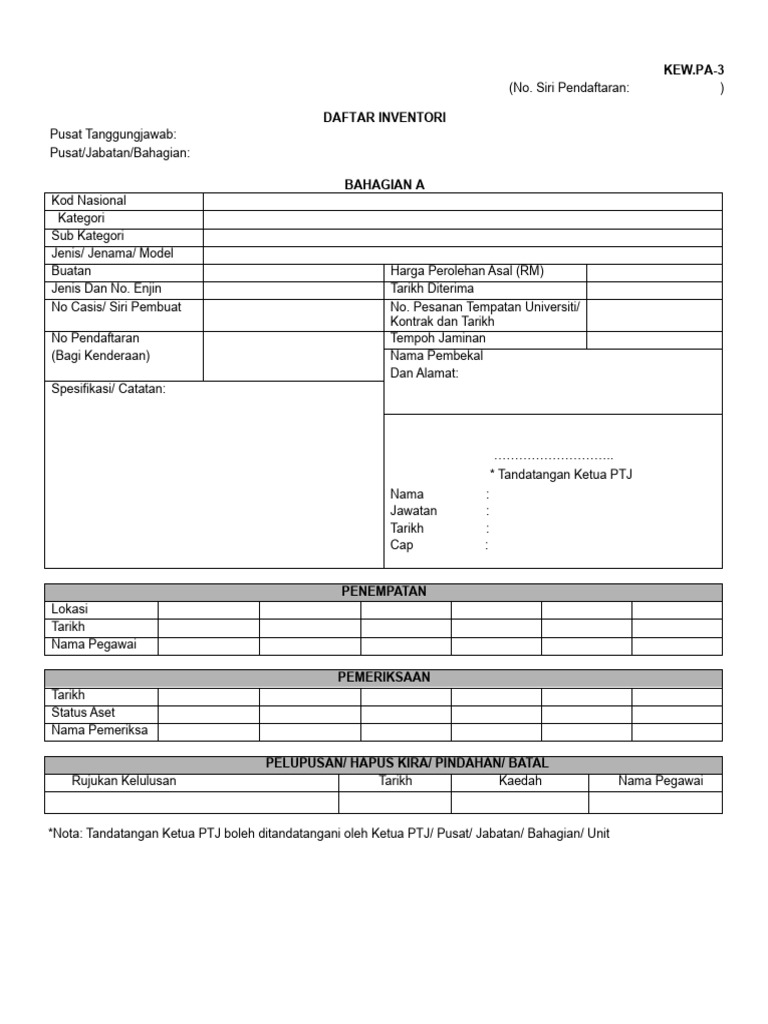 Kew - Pa 3 Daftar Inventori | PDF