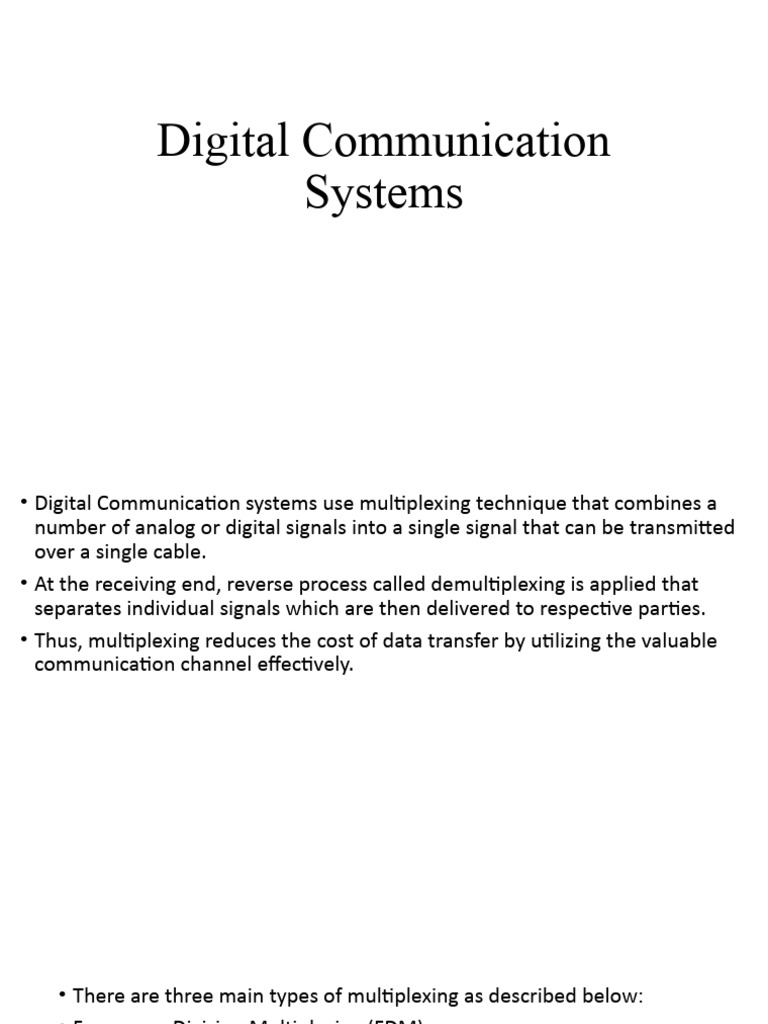 Digital Communication Systems Pdf Multiplexing Broadcast Engineering