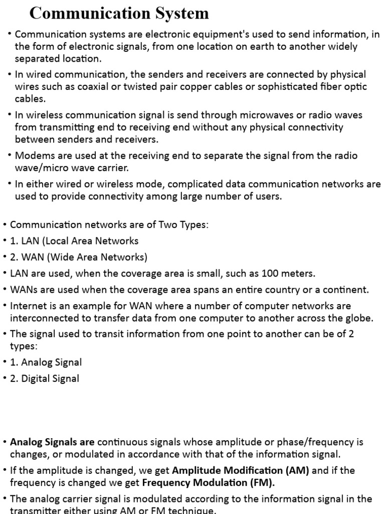 Overview of Communication Systems | PDF | Modulation | Telecommunications