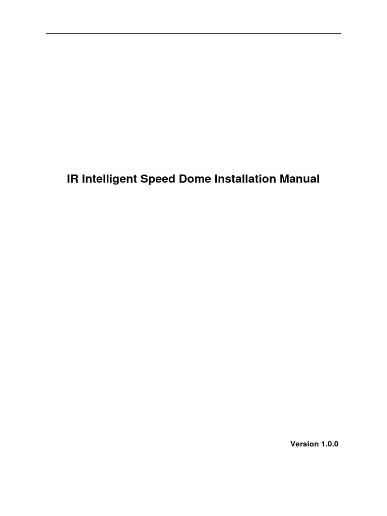 IR Intelligent Speed Dome Installation Guide | PDF | Electric Power ...
