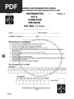 121 Form 2 End Term 1 Exams MATHEMATICS Questions | PDF | Area ...