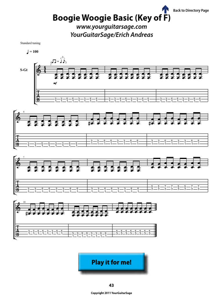 Boogie+Woogie+Basic+(key+Of+F) | PDF | American Popular Music | Music ...
