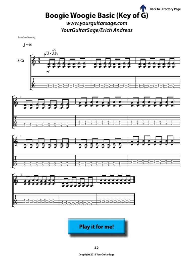 Boogie Woogie Basic (Key of G) | PDF | American Popular Music | Music ...