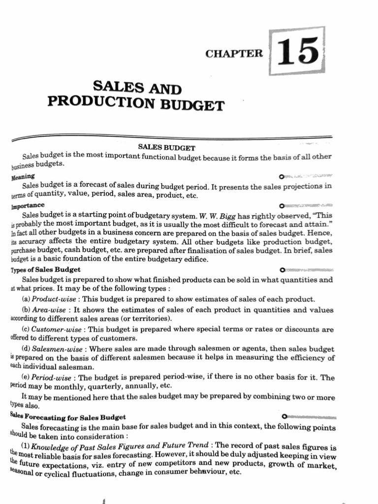 Sales And Production Budget Management Accounting Pdf