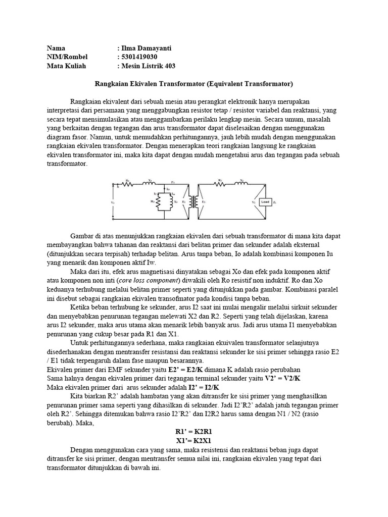 Resume Equivalent Transformator-5301419030 | PDF