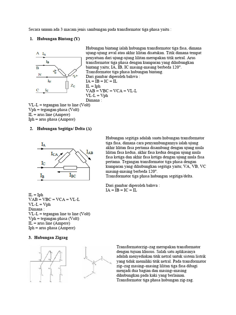 jenis sambungan trafo 3 fasa | PDF