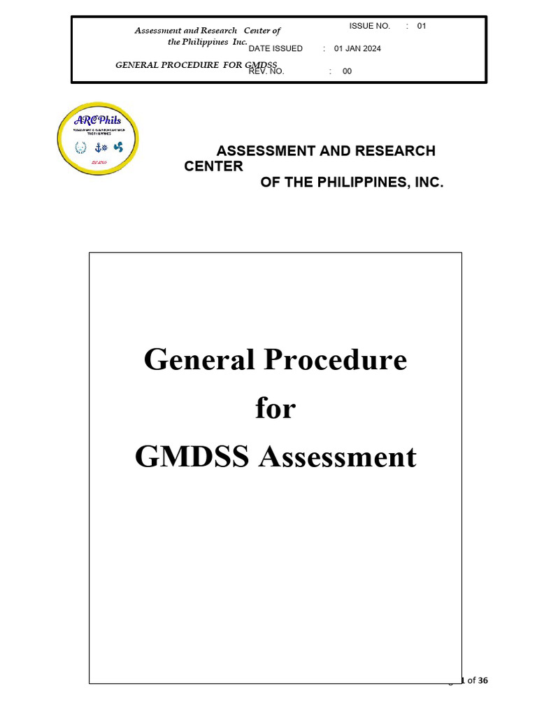 2024 - General Procedure For Gmdss Assessment | Download Free PDF | Fraud | Emergency