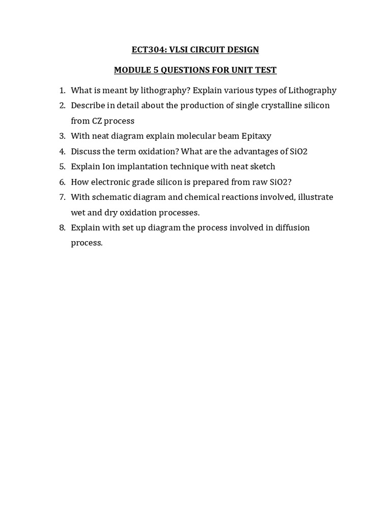 VLSI Module 5 Questions | PDF